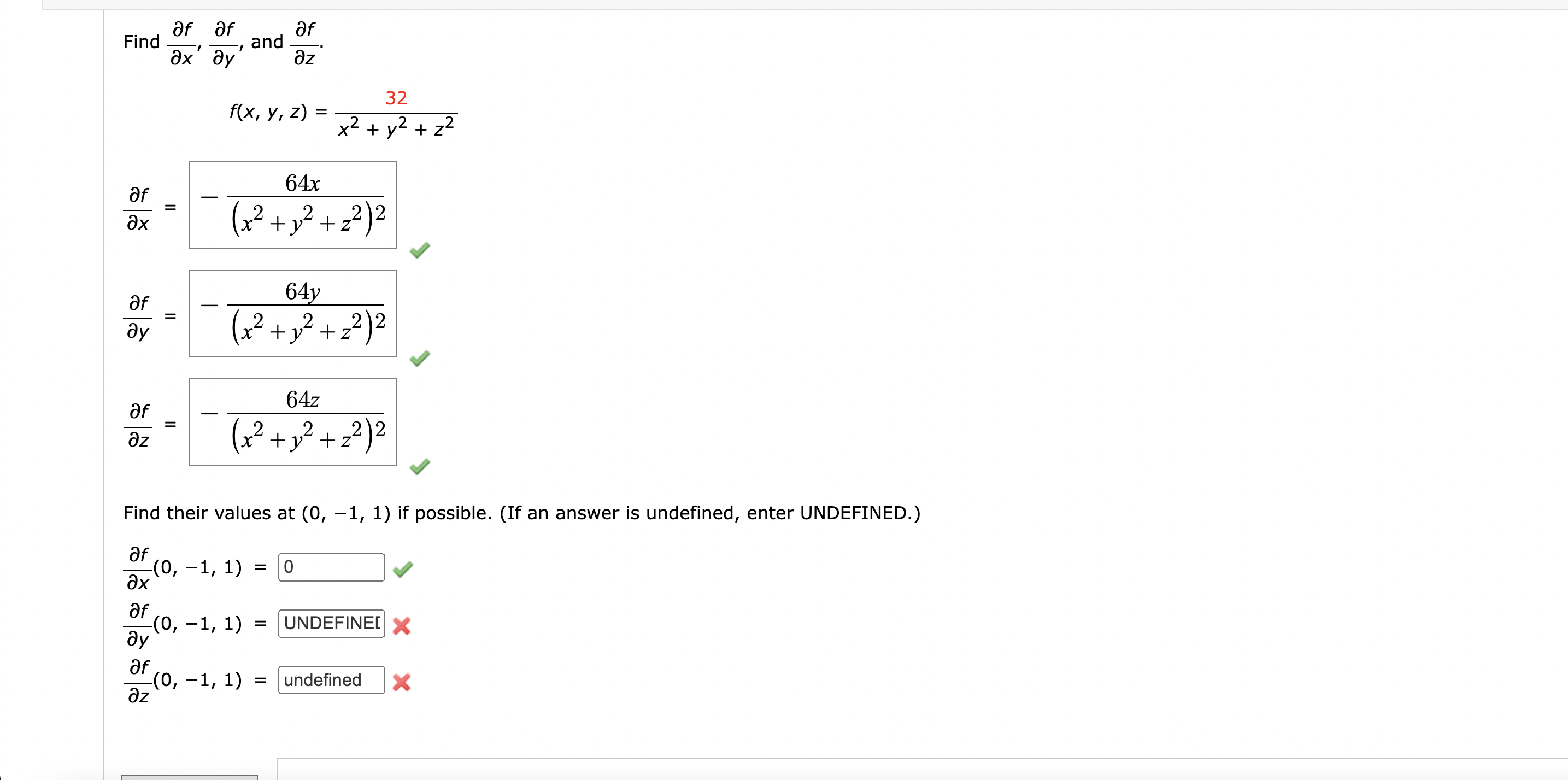 Solved Find ∂x∂f,∂y∂f, and ∂z∂f f(x,y,z)=x2+y2+z232 | Chegg.com