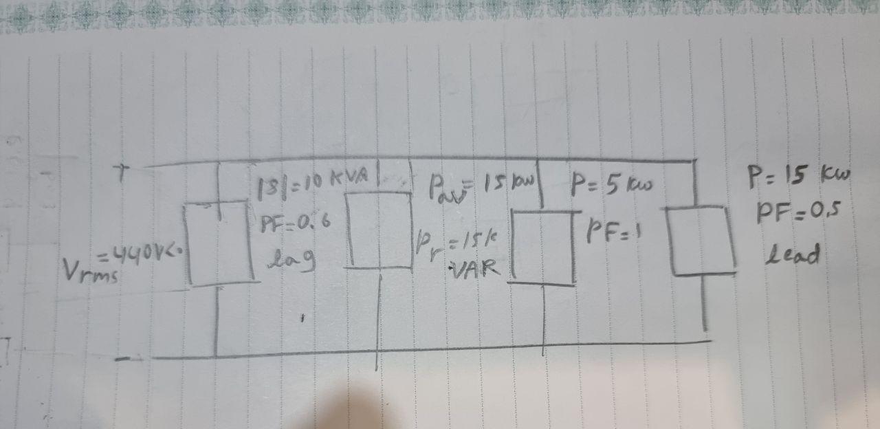 Solved 9-In the figure below, there are three parallel loads | Chegg.com