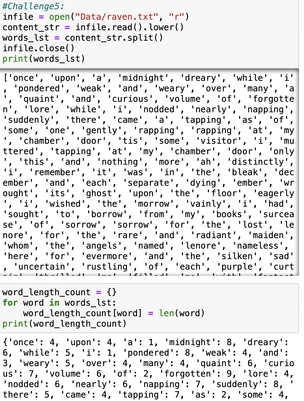 Solved infile = open("Data/raven.txt", "r") content_str = | Chegg.com