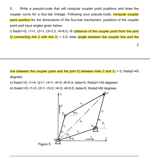 5. Write a pseudo-code that will compute coupler | Chegg.com