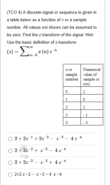 Solved (TCO 4) A discrete signal or sequence is given in a | Chegg.com