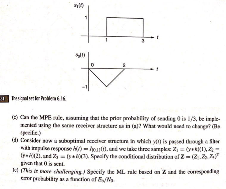 Solved Problem 616 Consider Binary Signaling In Awgn Using