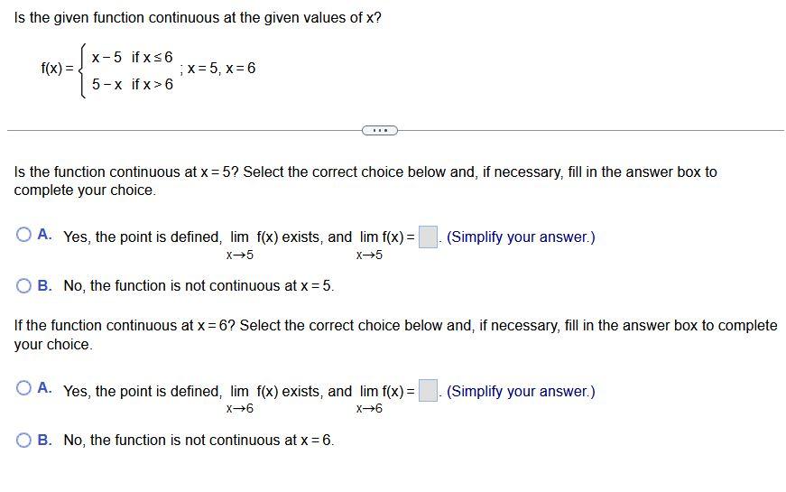 Solved Is the given function continuous at the given values | Chegg.com