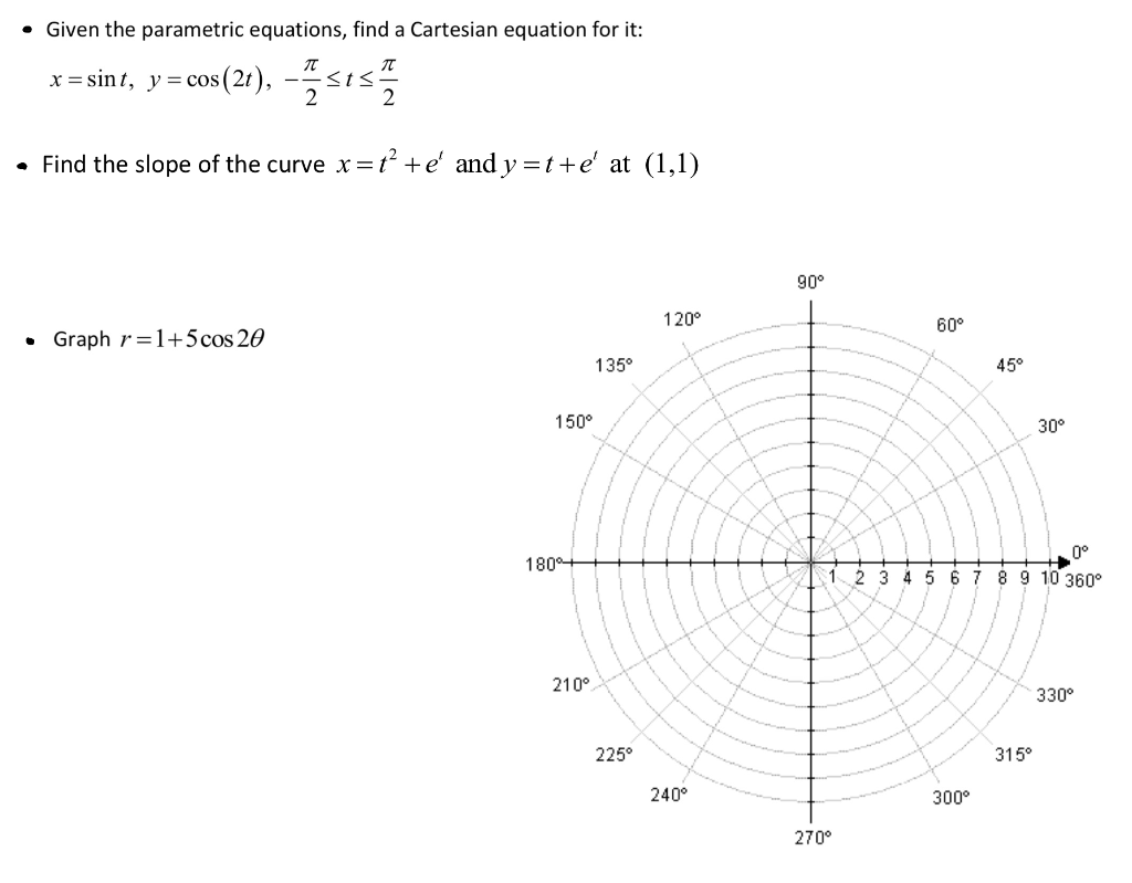 Solved • Given the parametric equations, find a Cartesian | Chegg.com