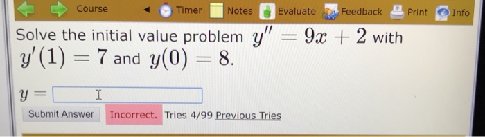 Solved Course Timer Notes Evaluate Feedback Print Info Solve 3883