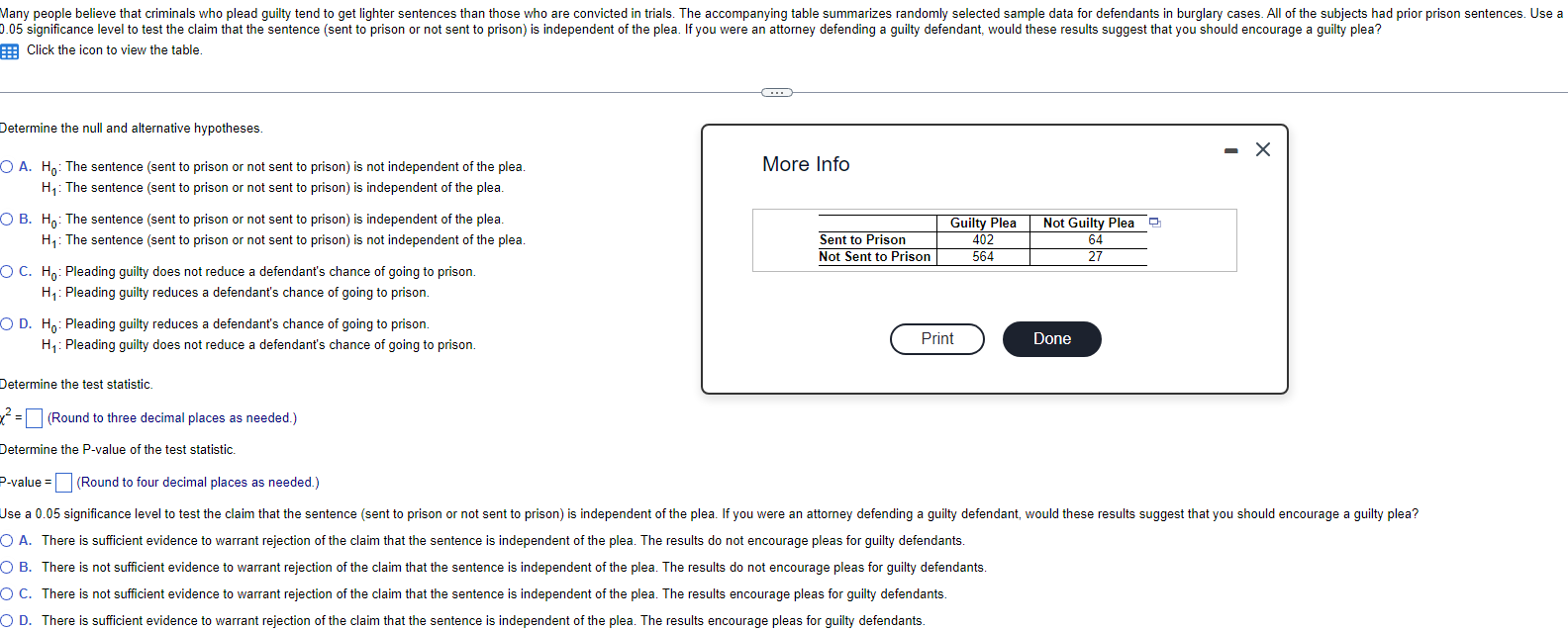 Solved Click the icon to view the table. Determine the null | Chegg.com