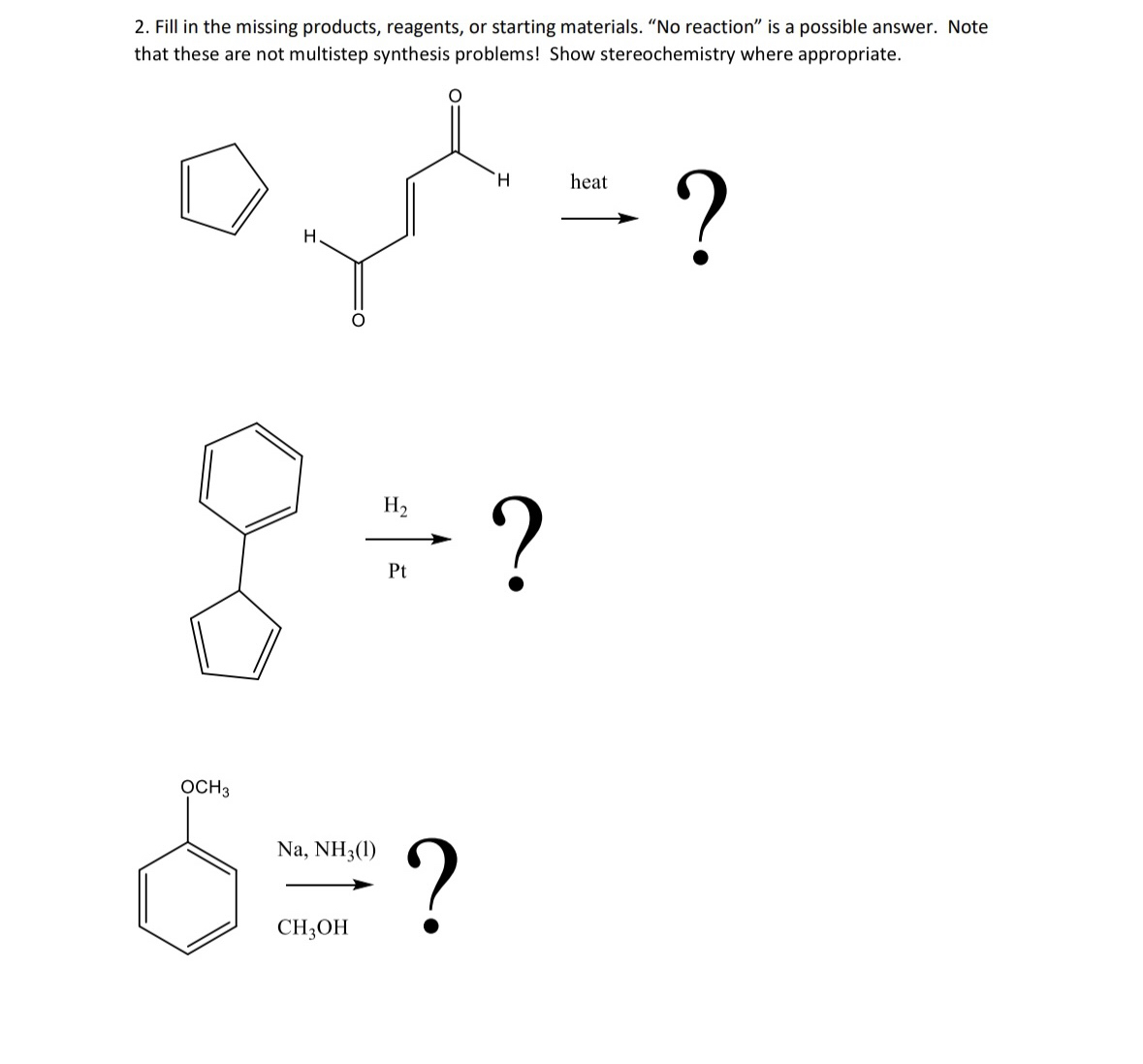 Solved 2. Fill in the missing products, reagents, or | Chegg.com