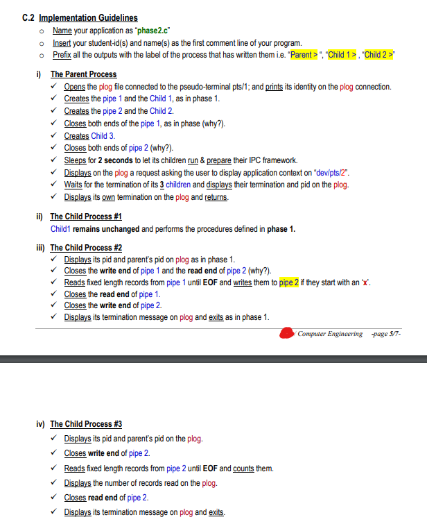 Solved parent process: (1) opens the log file /pts/1 | Chegg.com