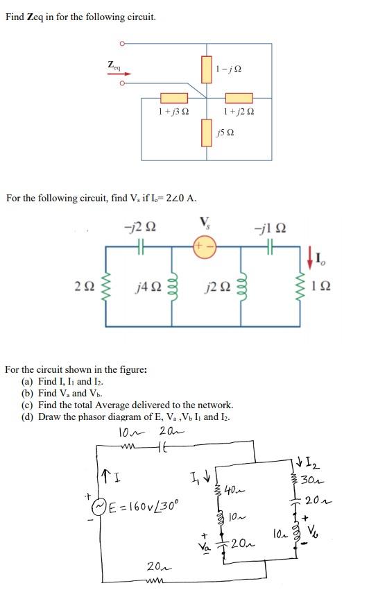Solved Find Zeq in for the following circuit. zon 1-jΩ 1 + | Chegg.com