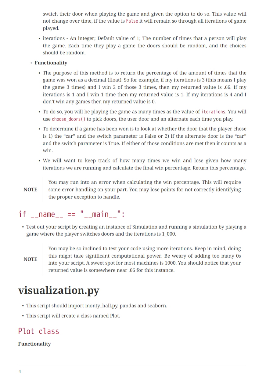 Solved Homework: Monty Hall Simulation Table of Contents 1 2 | Chegg.com