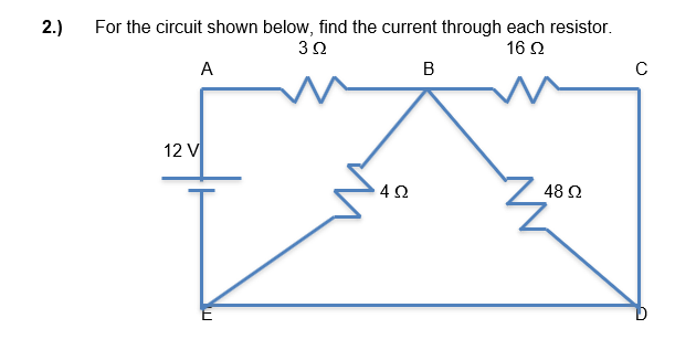 Solved 2.) For the circuit shown below, find the current | Chegg.com