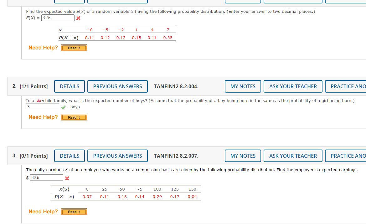 Solved Find The Expected Value E X Of A Random Variable X