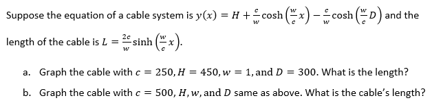 Solved Suppose the equation of a cable system is | Chegg.com