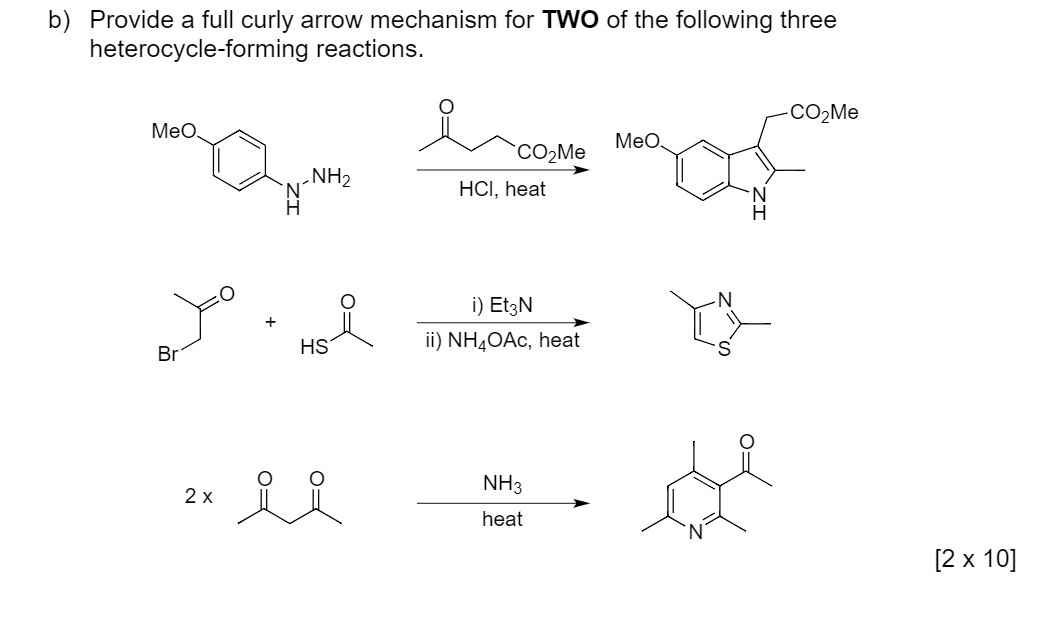 Solved b) Provide a full curly arrow mechanism for TWO of | Chegg.com