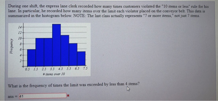 Solved During one shift, the express lane clerk recorded how | Chegg.com