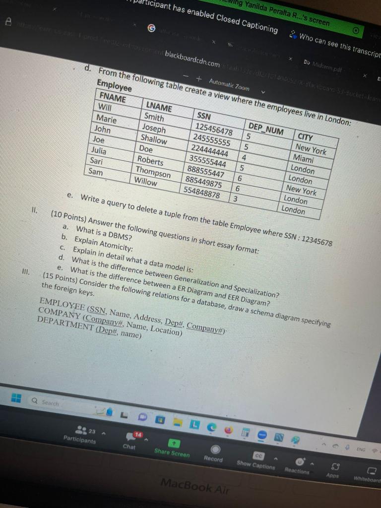 e. 11. (10 Poir.s) answer the following questions in | Chegg.com