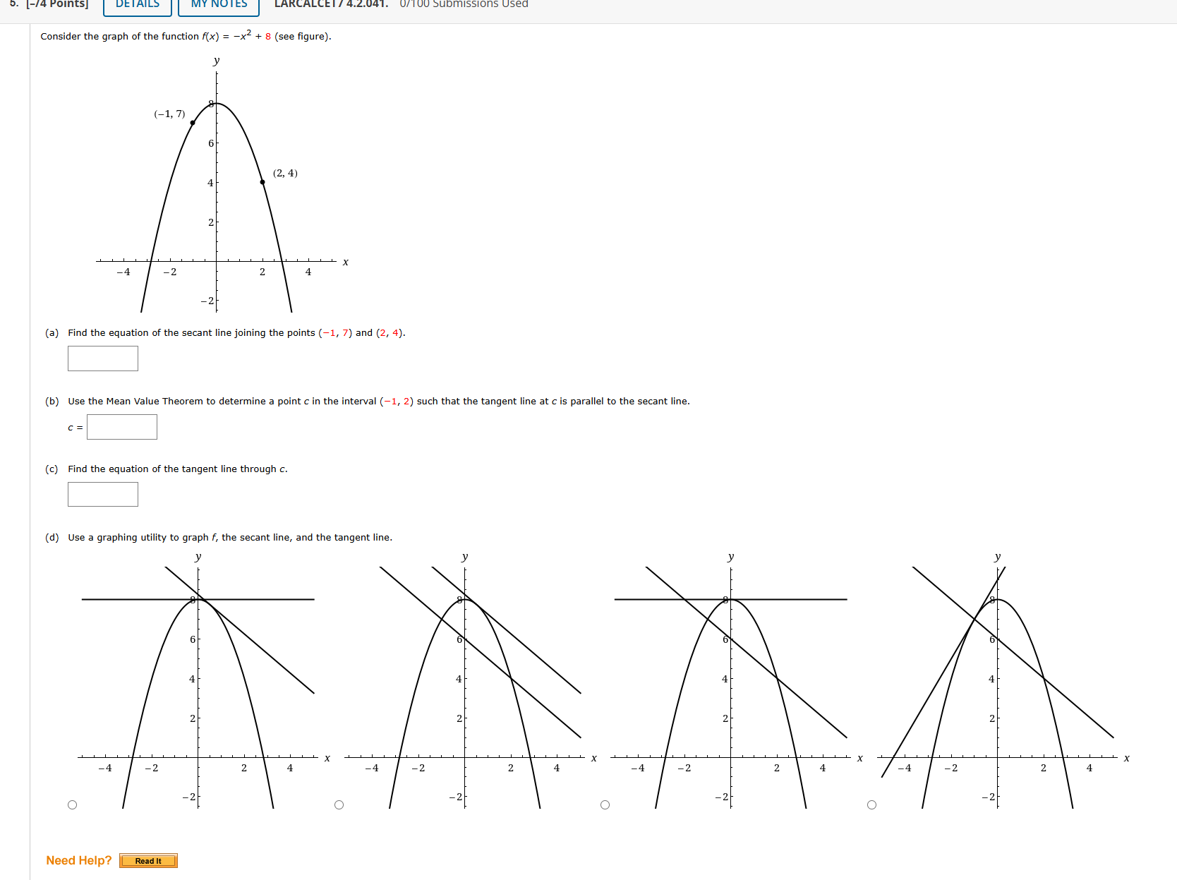 Solved Consider the graph of ﻿the function f(x)=-x2+8 (see | Chegg.com