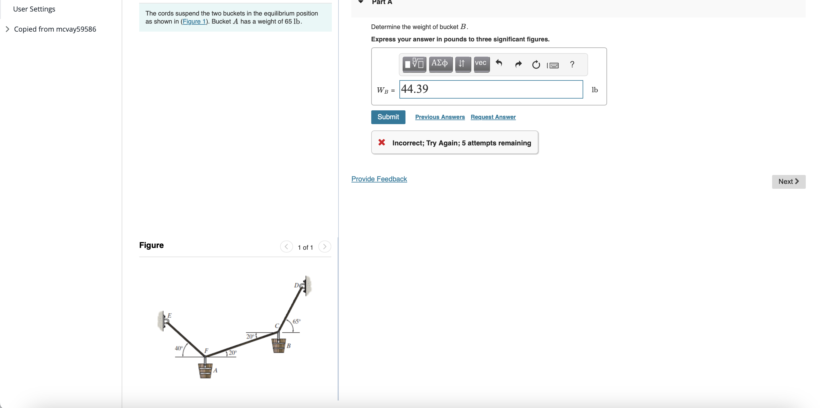 Solved User Settings Copied from mcvay59586 The cords | Chegg.com