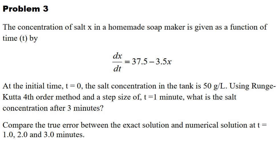 Solved The concentration of salt x in a homemade soap maker | Chegg.com
