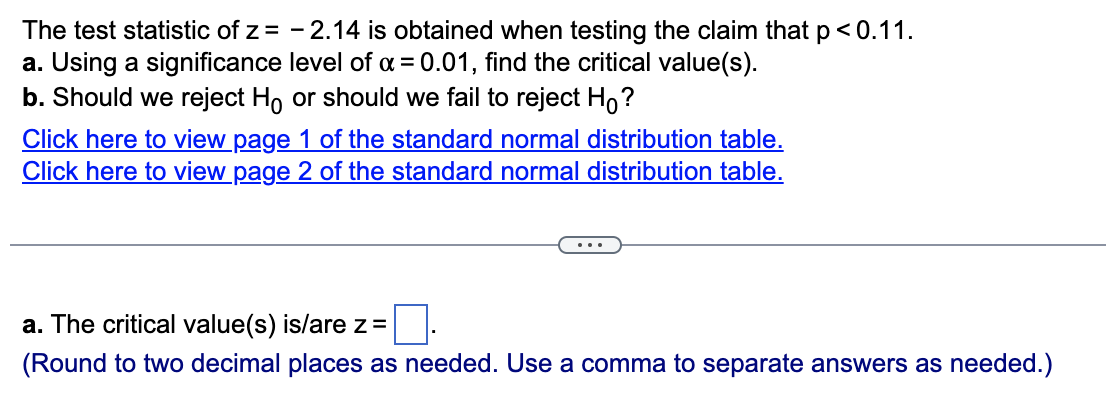 Solved The test statistic of z=−2.14 is obtained when | Chegg.com