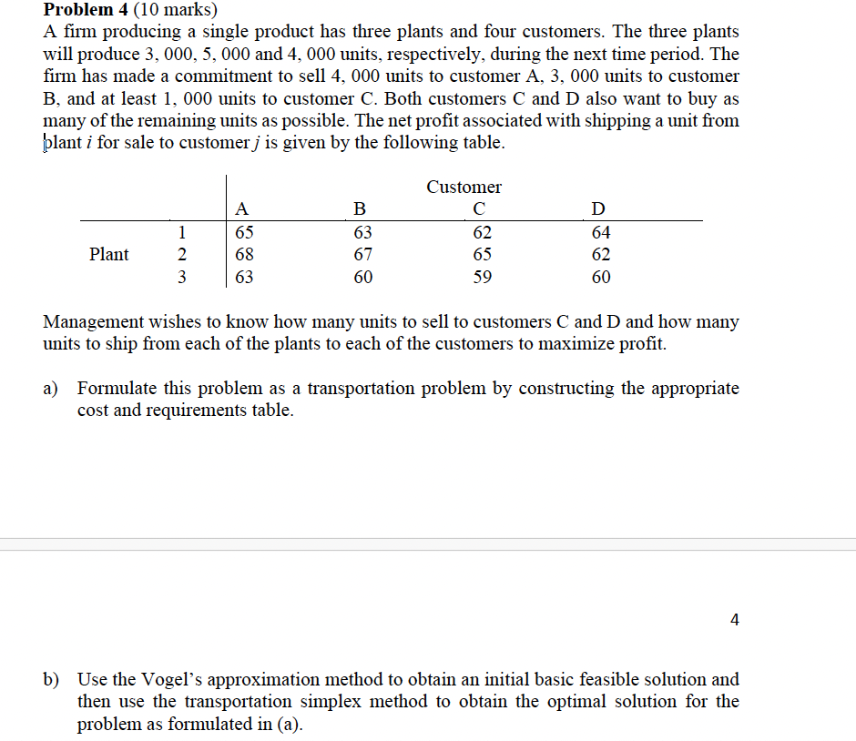 Solved Problem 4 (10 ﻿marks)A firm producing a single | Chegg.com