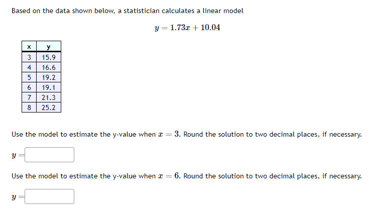 Solved Based on the data shown below, a statistician | Chegg.com