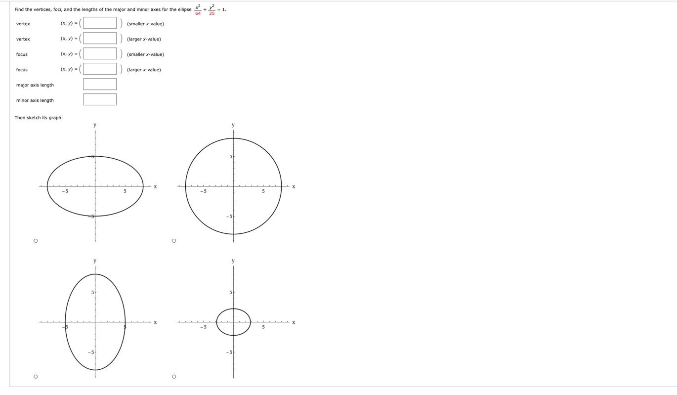 Solved Find the vertices, foci, and the lengths of the major | Chegg.com