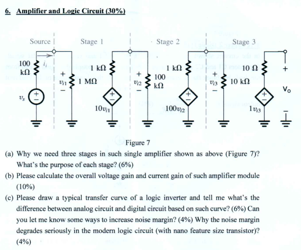 Solved 6. Amplifier and Logic Circuit (30\%) rigure / (a) | Chegg.com