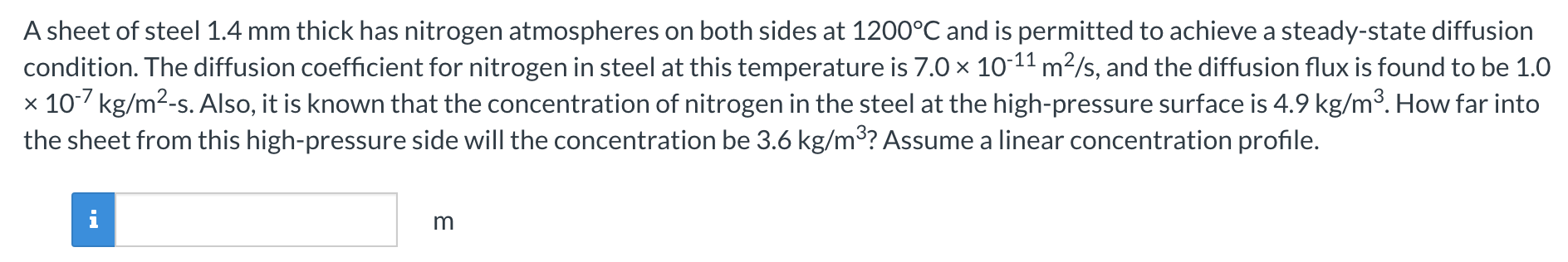 Solved A sheet of steel 1.4 mm thick has nitrogen | Chegg.com