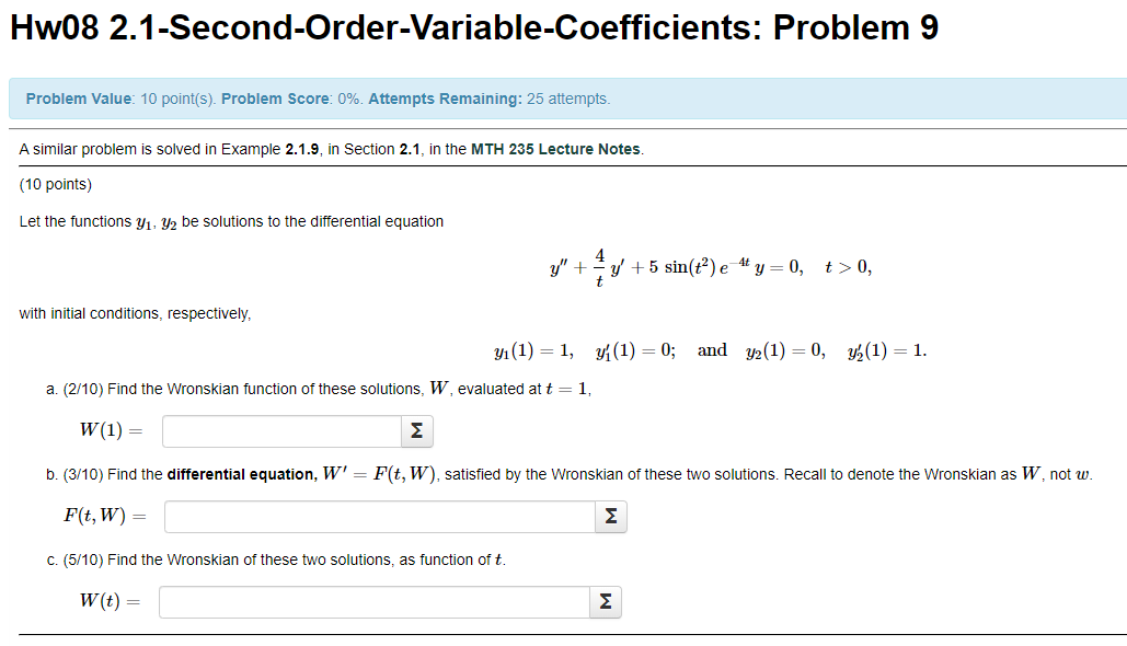 Solved Hw08 2.1-Second-Order-Variable-Coefficients: Problem | Chegg.com