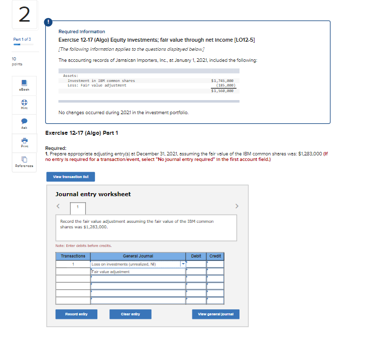 Solved 2 Part 1 of 3 Required Information Exercise 12-17 | Chegg.com