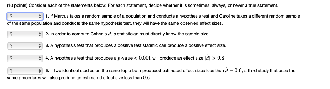 Solved (10 points) Consider each of the statements below. | Chegg.com