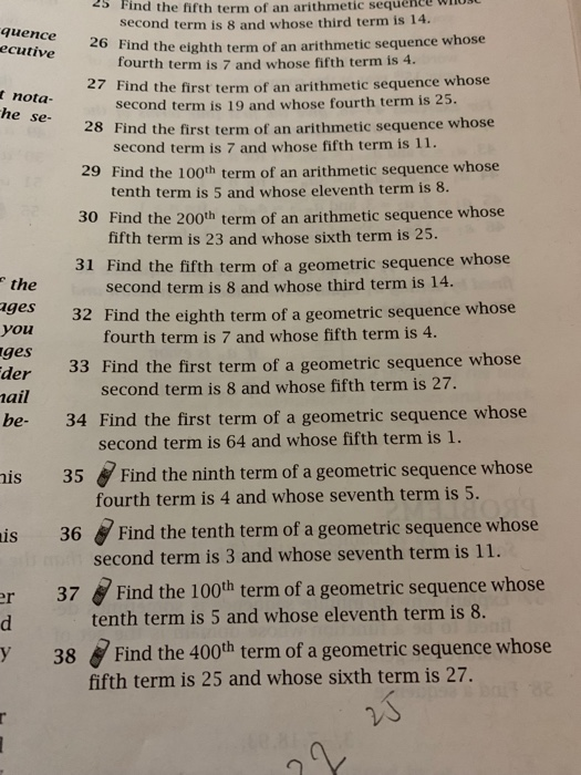 Solved Find the fifth term of an arithmetic sequenee wIO | Chegg.com