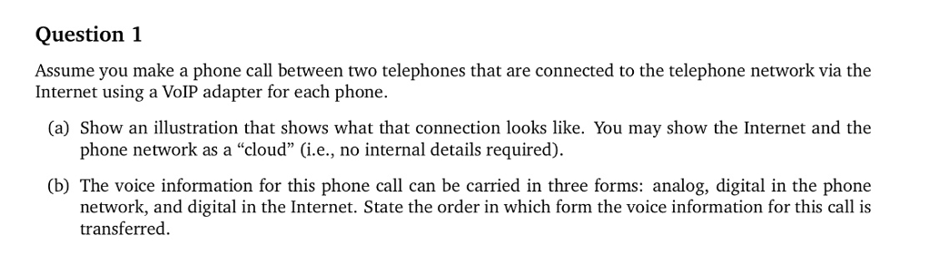Solved Question 1 Assume you make a phone call between two | Chegg.com
