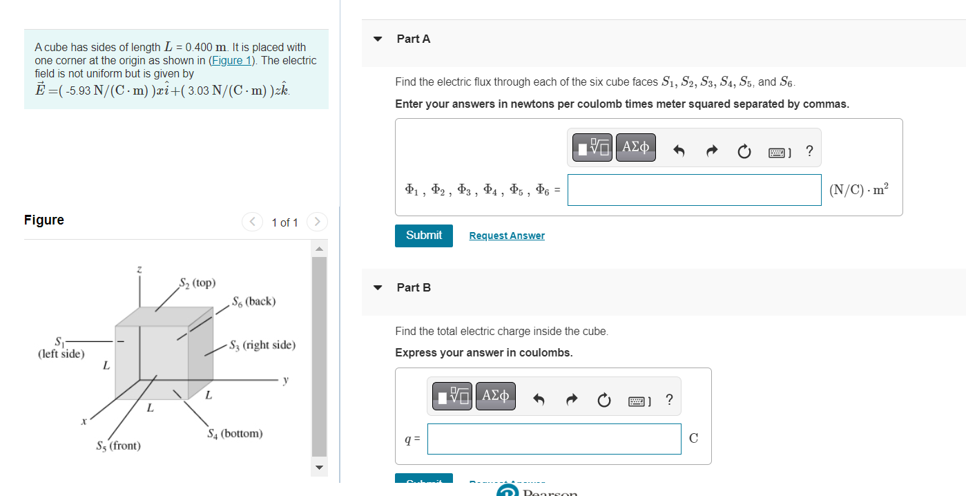 Solved Find the electric flux through each of the six cube | Chegg.com