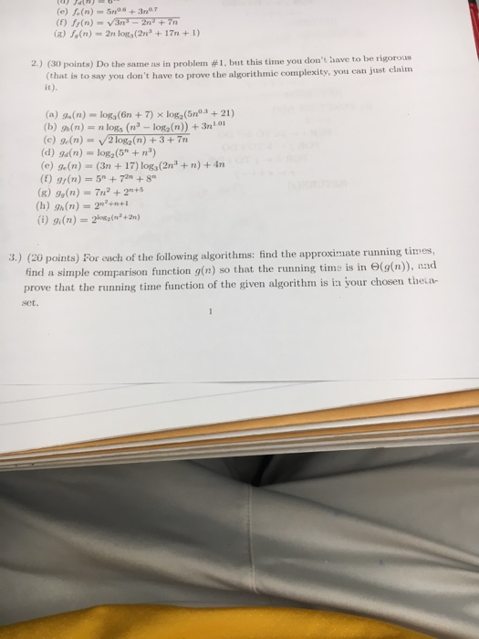 (e) f(n)-5P0.+37 (a) I(n)-2n logs(2n +17n+1) 2. 30 | Chegg.com