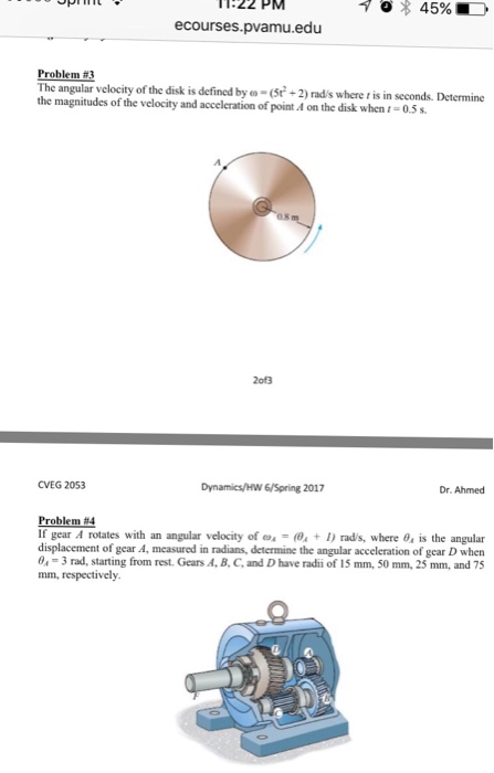 Solved The angular velocity of the disk is defined by omega | Chegg.com