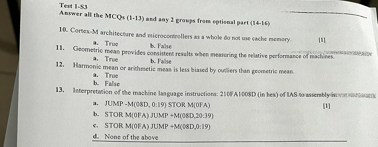 Solved Test 1-S3 Answer all the MCQs (1-13) and any 2 groups | Chegg.com