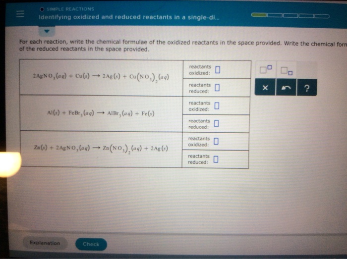 Solved O SIMPLE REACTIONS -Identifying oxidized and reduced | Chegg.com