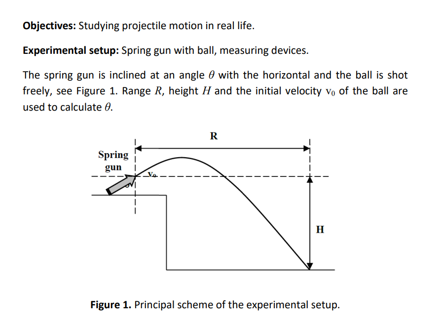 Objectives: Studying projectile motion in real life. | Chegg.com