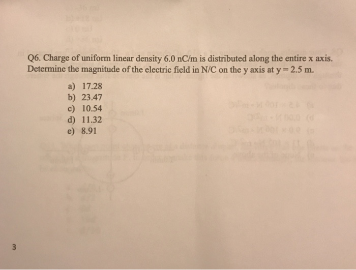 Solved 06. Charge of uniform linear density 6.0 nC/m is | Chegg.com