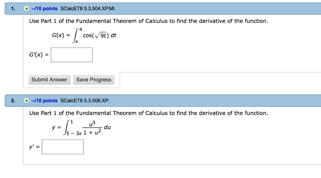 Solved -/10 points SCalcET8 5.3.504.XP.MI Use Part 1 of the | Chegg.com