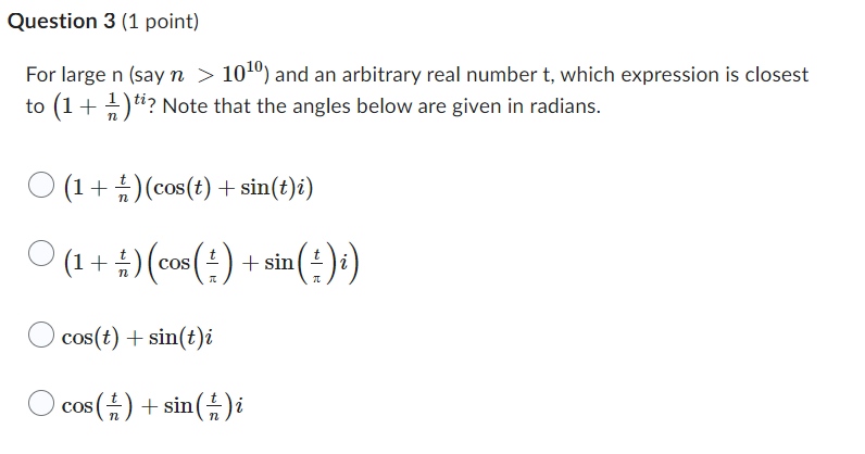 Solved For large n (say n>1010 ) and an arbitrary real | Chegg.com