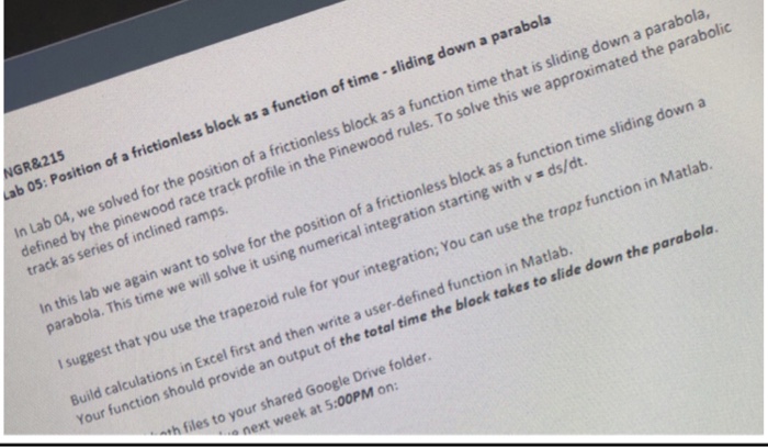 NGR&215 ab 05: Position of a frictionless block as a | Chegg.com