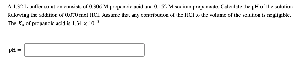 Solved A 1.32 L buffer solution consists of 0.306 M | Chegg.com