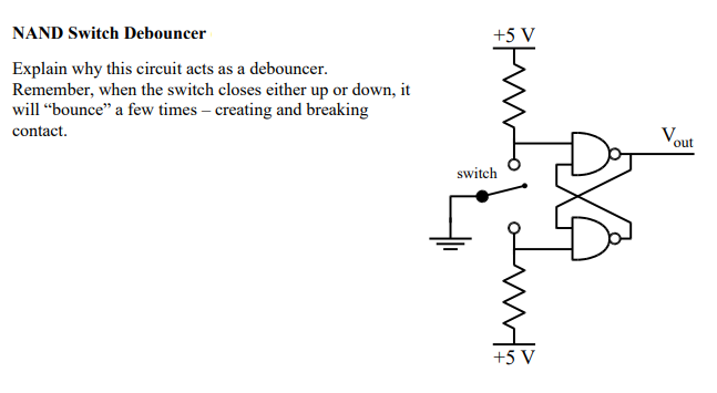 Solved NAND Switch Debouncer Explain why this circuit acts | Chegg.com