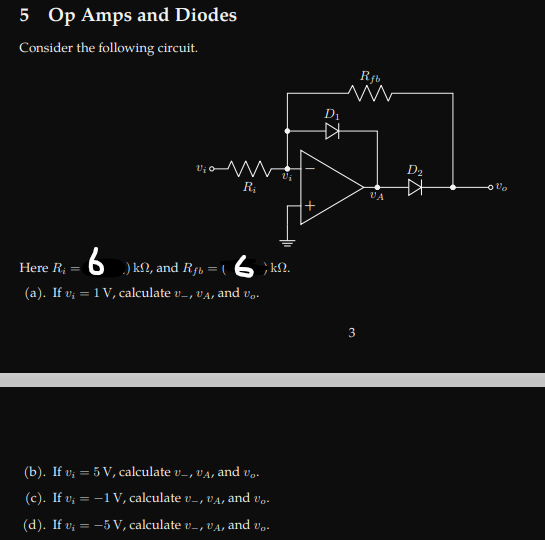 Solved 5 Op Amps and Diodes Consider the following circuit. | Chegg.com