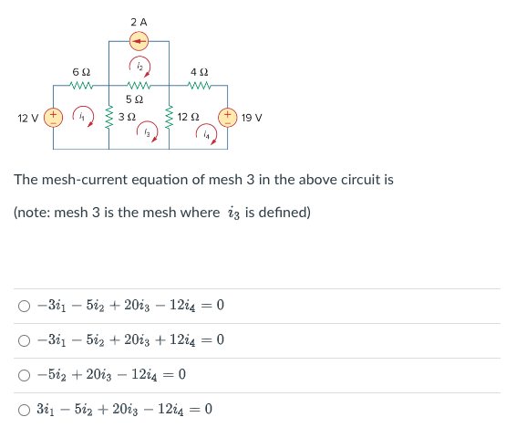 Solved The mesh-current equation of mesh 3 in the above | Chegg.com