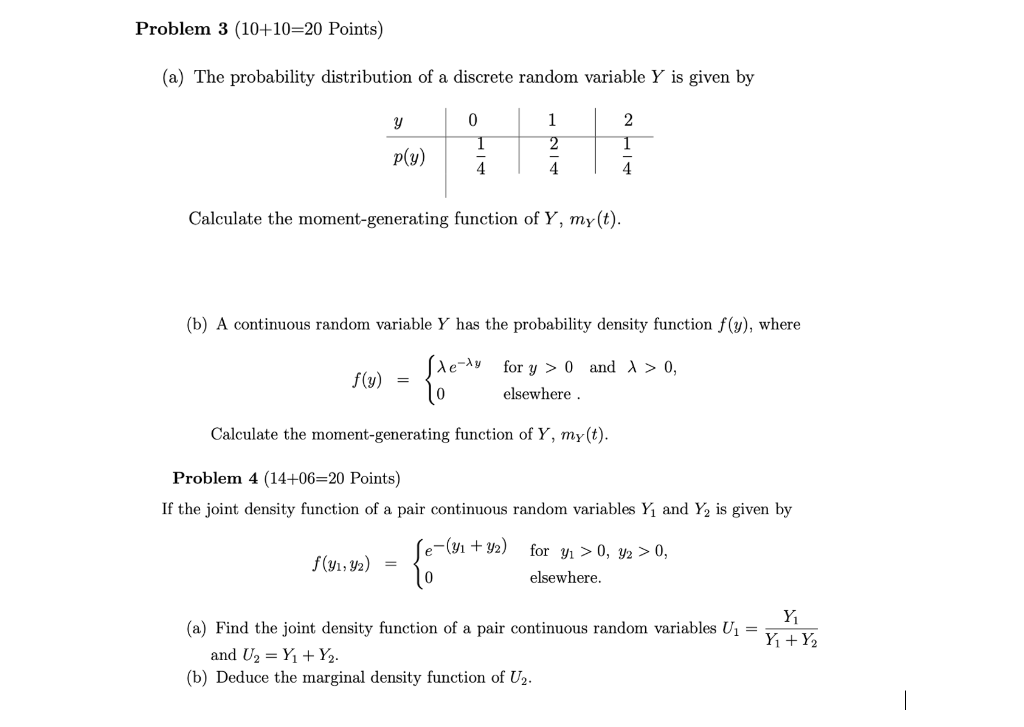 Solved roblem 3(10+10=20 Points ) (a) The probability | Chegg.com Solved roblem 3(10+10=20 Points ) (a) The probability | Chegg.com