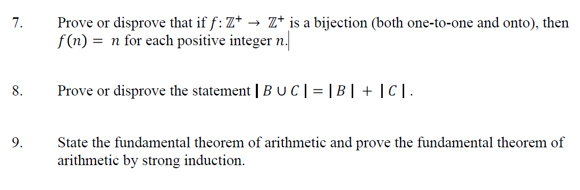 Solved Prove or disprove that if f: Z+ → Z+ is a bijection | Chegg.com